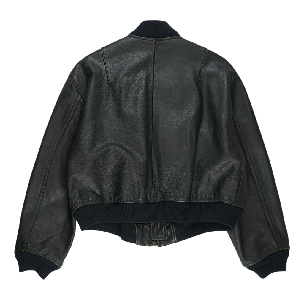 80's Cropped Leather Bomber – faust